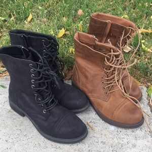Charlotte Russe Shoes | Black Combat Boots Gold Accents Size 10 | Poshmark